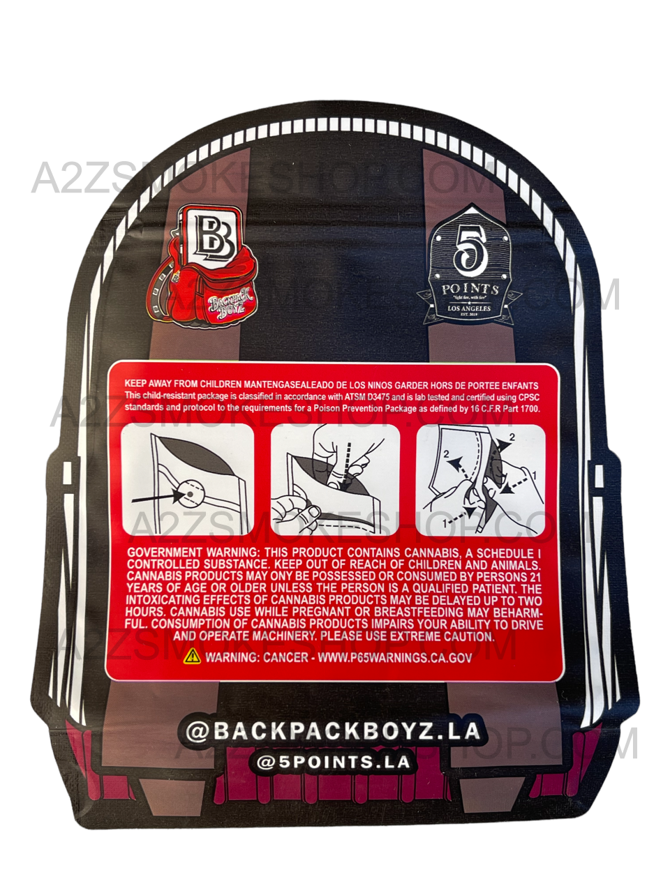 Backpack Boyz Black Cherry Gelato cut out Mylar zip lock bag 3.5G